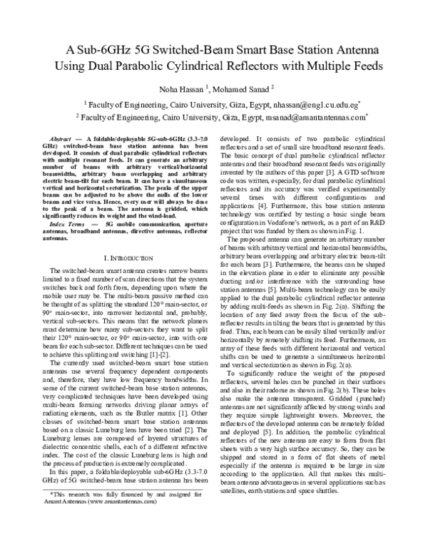 (PDF) A Sub-6GHz 5G Switched-Beam Smart Base Station Antenna Using Dual ...