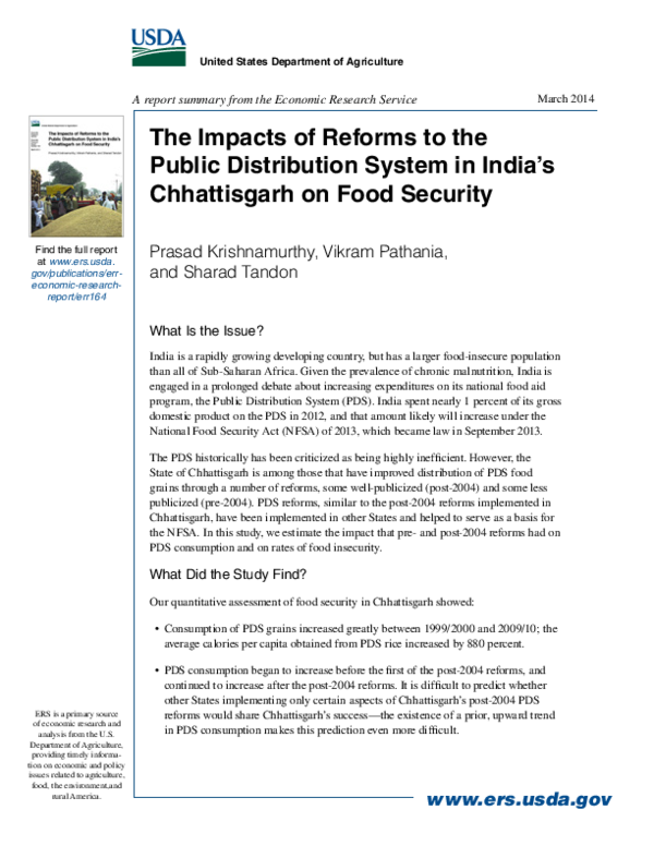 (PDF) The Impacts of Reforms to the Public Distribution System in India ...