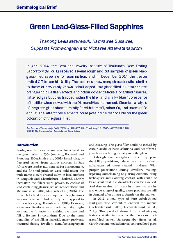 (PDF) Green Lead-Glass-Filled Sapphires