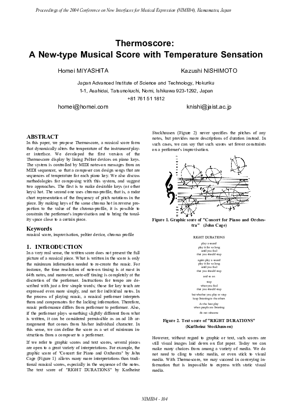 (PDF) Thermoscore: Musical Scores with Temperature