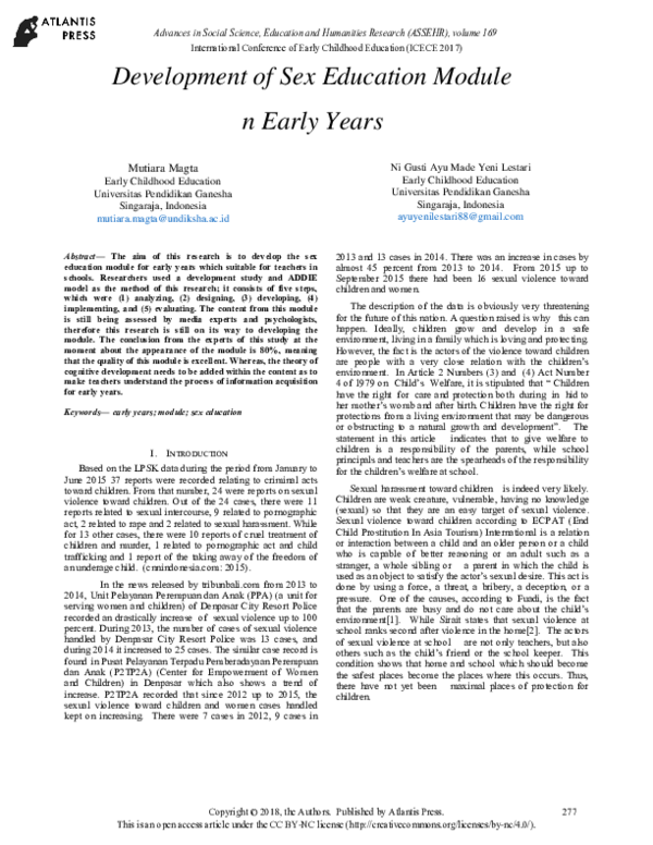 Pdf Development Of Sex Education Module In Early Years