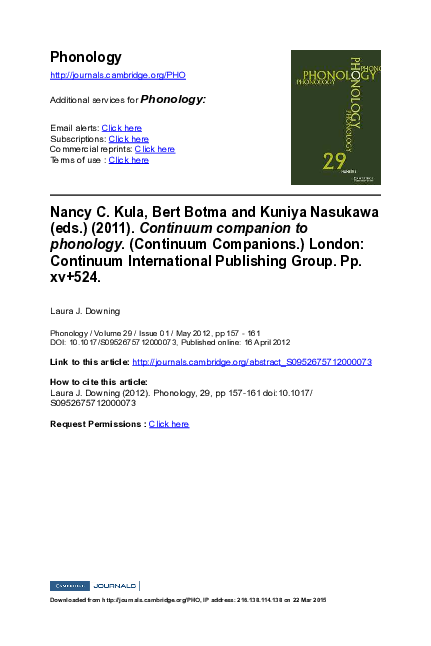 (PDF) Nancy C. Kula, Bert Botma and Kuniya Nasukawa (eds.) (2011 ...