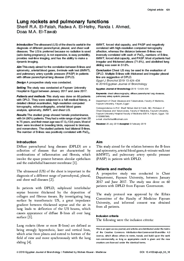 (PDF) Lung rockets and pulmonary functions
