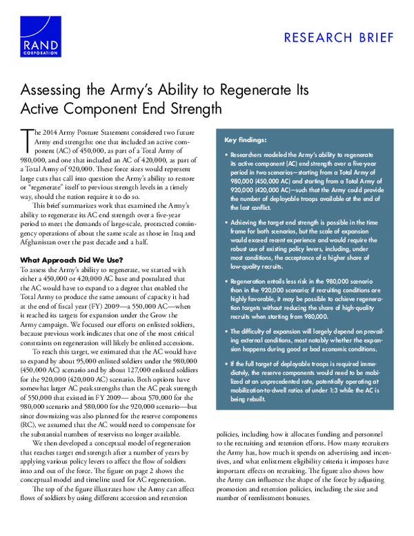 (PDF) Assessing the Army's Ability to Regenerate Its Active Component ...