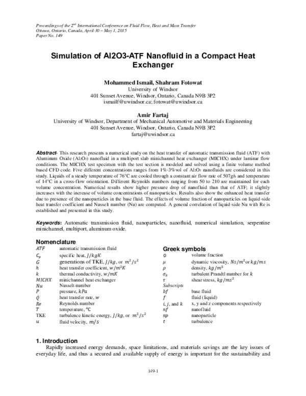(PDF) Simulation of Al2O3-ATF Nanofluid in a Compact Heat Exchanger