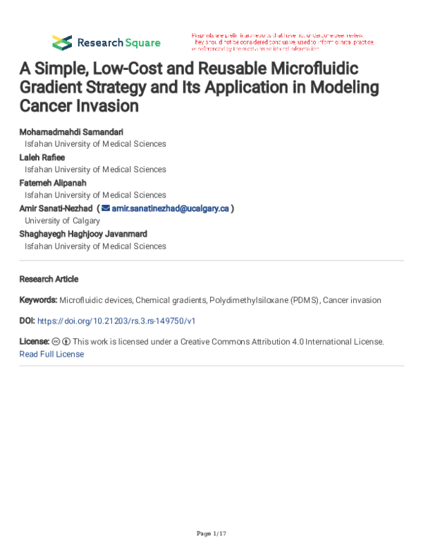 (PDF) A Simple, Low-Cost and Reusable Microfluidic Gradient Strategy ...