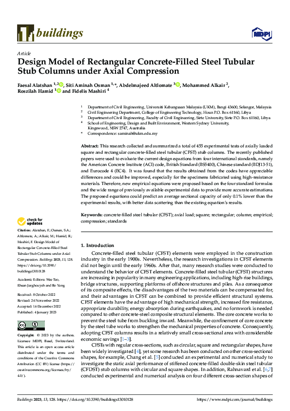 (PDF) Design Model of Rectangular Concrete-Filled Steel Tubular Stub ...