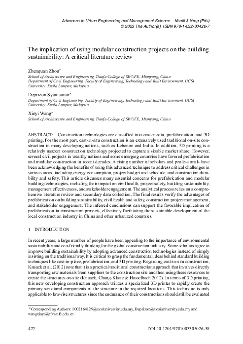 (PDF) The implication of using modular construction projects on the ...