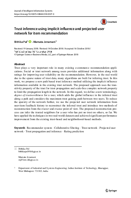 (PDF) Trust inference using implicit influence and projected user ...
