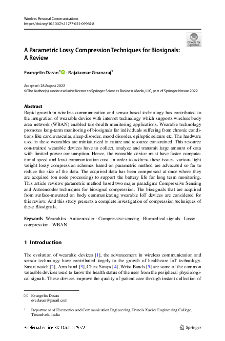 (PDF) A Parametric Lossy Compression Techniques for Biosignals