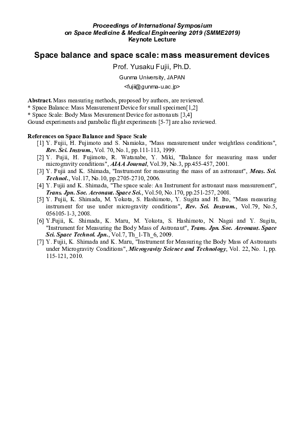(PDF) Space Balance and Space Scale: Mass Measurement Devices (MMDs)