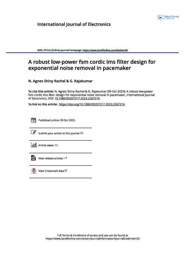 (PDF) A robust low-power fsm cordic lms filter design for
