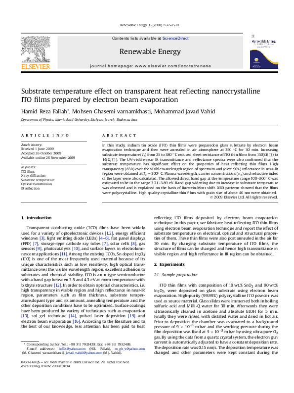 (PDF) Substrate temperature effect on transparent heat reflecting nanocrystalline ITO films ...