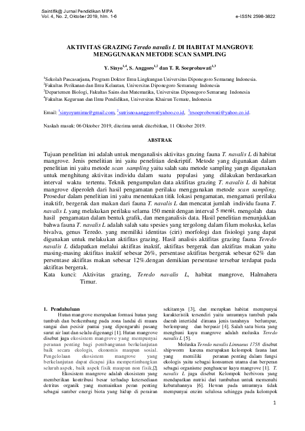 (PDF) Aktivitas Grazing teredo navalis l di Habitat Mangrove ...
