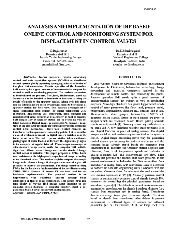 (PDF) ANALYSIS AND IMPLEMENTATION OF DIP BASED ONLINE CONTROL AND ...