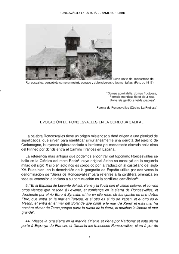(PDF) RONCESVALLES EN LA RUTA DE AYMERIC PICAUD