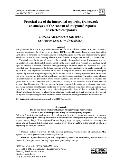 (PDF) Practical use of the integrated reporting framework – an analysis of the content of ...