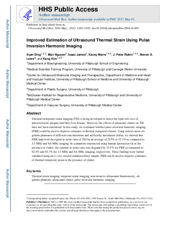 (PDF) Improved Estimation of Ultrasound Thermal Strain Using Pulse ...