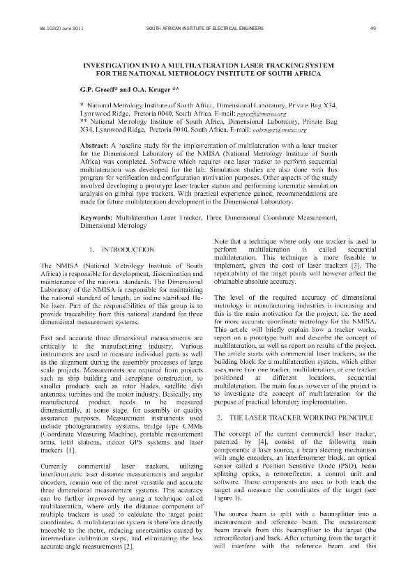 (PDF) Investigation Into a Multilateration Laser Tracking System for ...