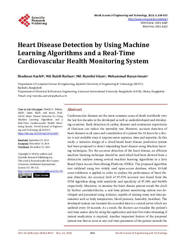 (PDF) Heart Disease Detection by Using Machine Learning Algorithms and ...