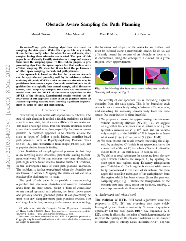 (PDF) Obstacle Aware Sampling for Path Planning