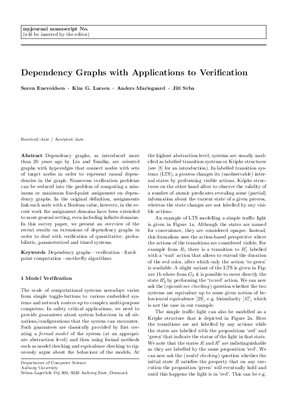 (PDF) Dependency graphs with applications to verification