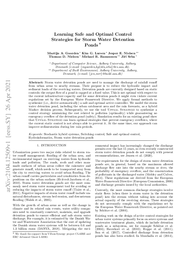 (PDF) Learning Safe and Optimal Control Strategies for Storm Water ...