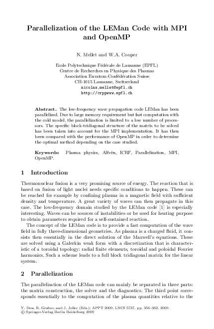 (PDF) Parallelization of the LEMan Code with MPI and OpenMP