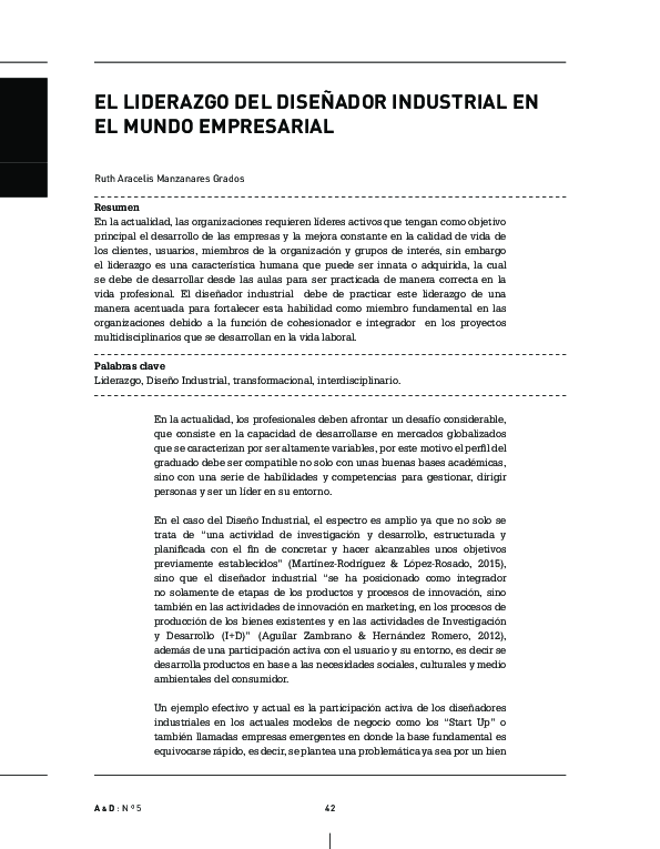 (PDF) El liderazgo del diseñador industrial en el mundo empresarial