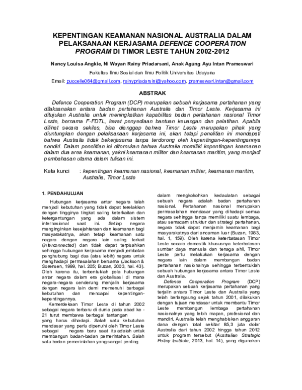 (PDF) Kepentingan Keamanan Nasional Australia Dalam Pelaksanaan ...