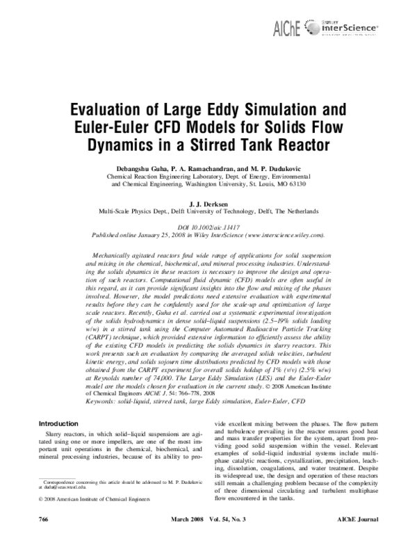 Evaluation Of Large Eddy Simulation And Euler‐euler Cfd Models For Solids Flow Dynamics In A