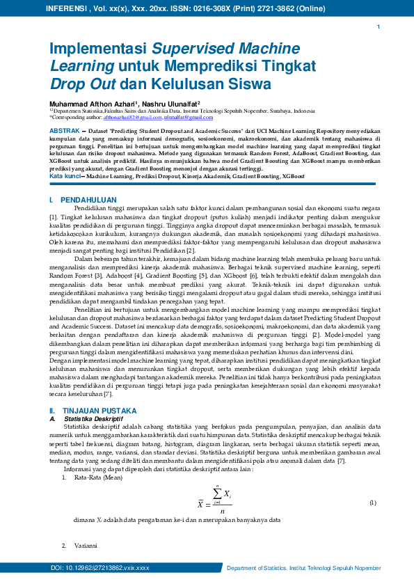 (PDF) Implementasi Supervised Machine Learning untuk Memprediksi ...