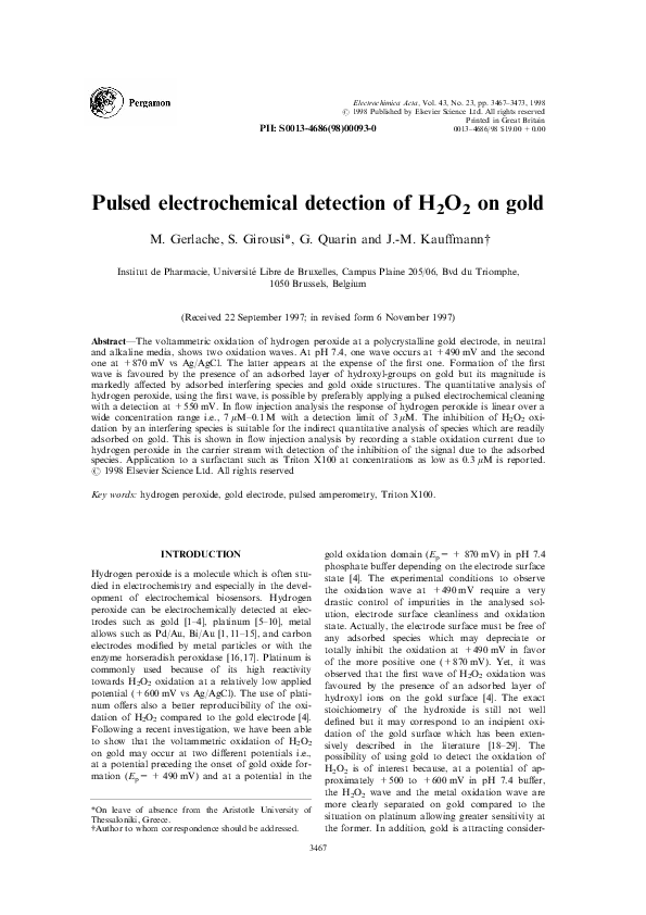 (PDF) Pulsed electrochemical detection of H2O2 on gold