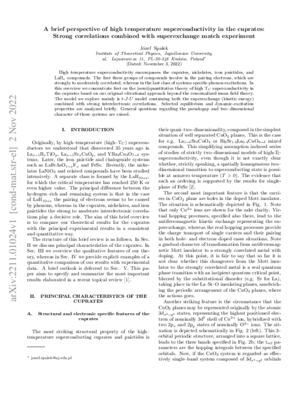 (PDF) Brief Perspective of High-Temperature Superconductivity in the ...