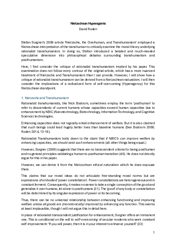 (PDF) Nietzschean Hyperagents