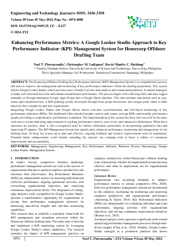 (PDF) Enhancing Performance Metrics: A Google Looker Studio Approach to ...