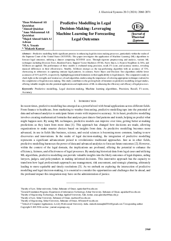 (PDF) Predictive Modelling in Legal Decision-Making: Leveraging Machine ...