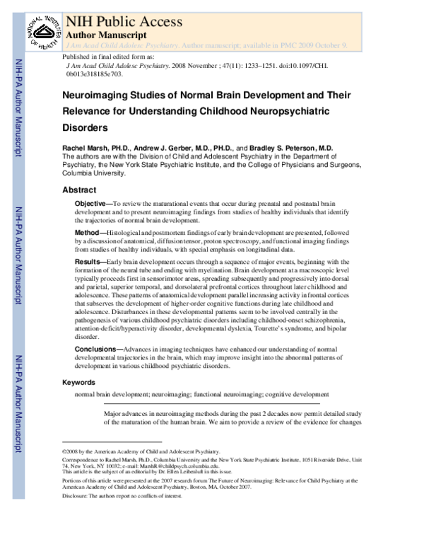 (PDF) Neuroimaging Studies of Normal Brain Development and Their ...