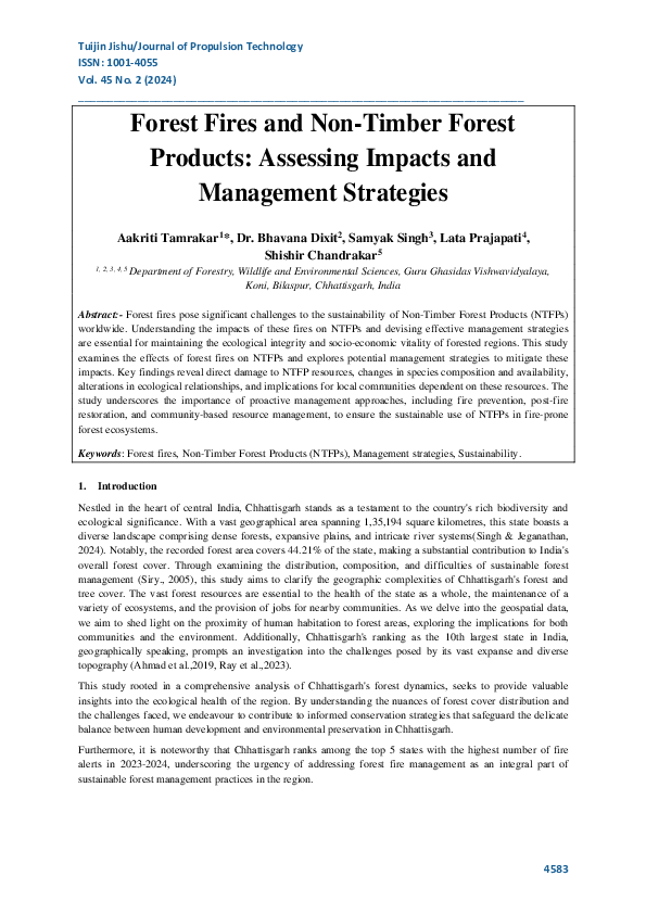 (PDF) Forest Fires and Non-Timber Forest Products: Assessing Impacts ...