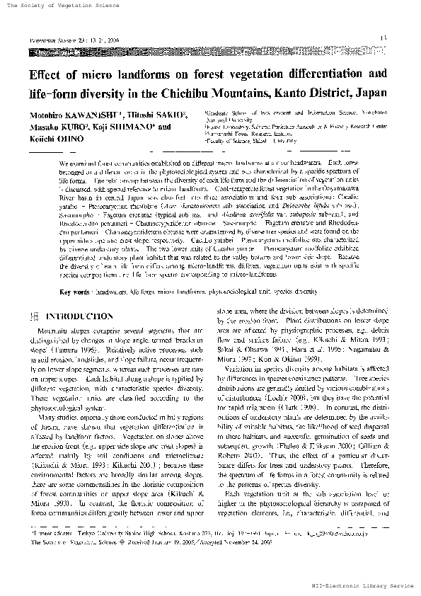 (PDF) Effect of micro-landforms on forest vegetation differentiation ...