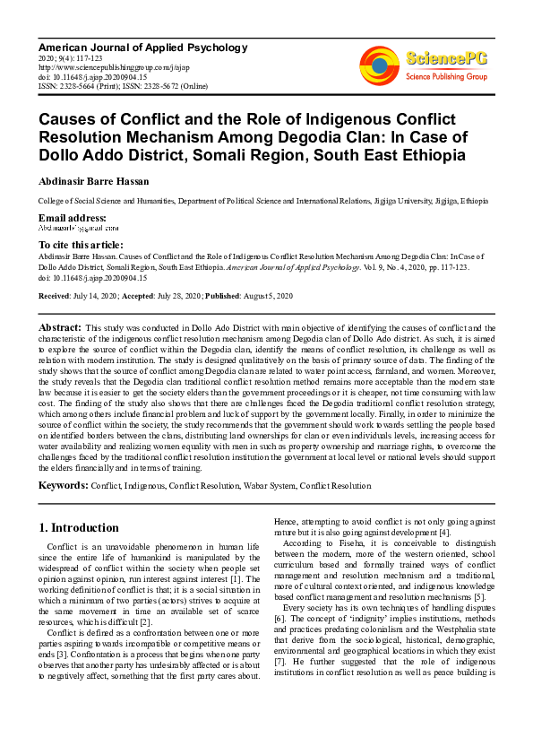 (PDF) Causes of Conflict and the Role of Indigenous Conflict Resolution ...