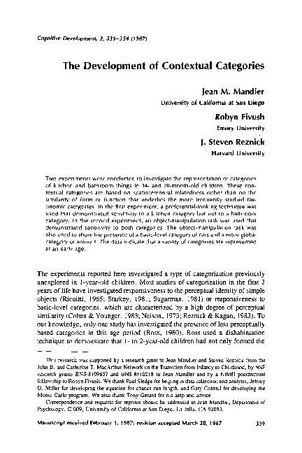 (PDF) The development of contextual categories