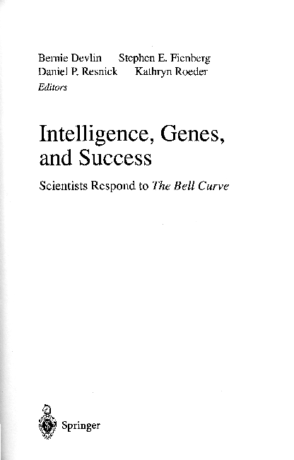 (PDF) Intelligence, Genes, and Success: Scientists Respond to The Bell ...