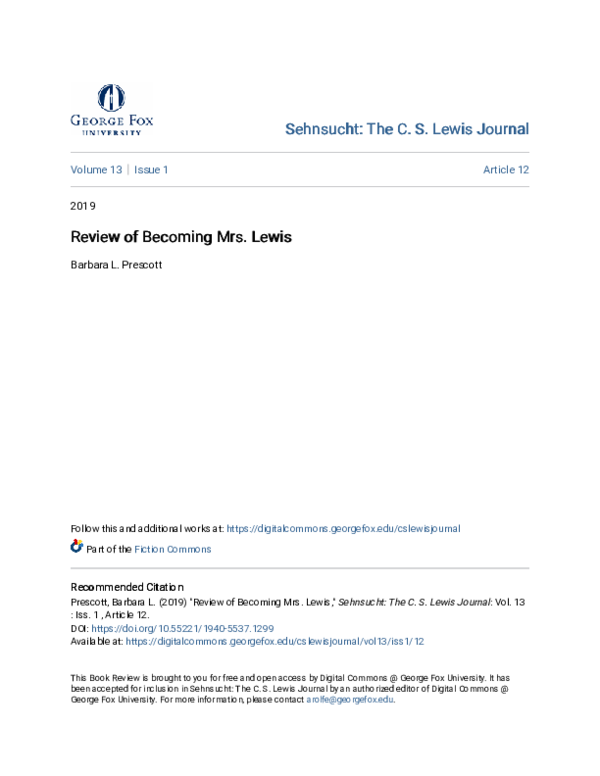(PDF) Review of Becoming Mrs. Lewis
