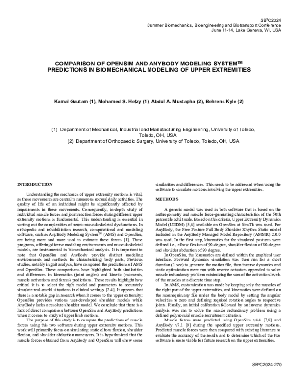 (PDF) COMPARISON OF OPENSIM AND ANYBODY MODELING SYSTEMTM PREDICTIONS ...