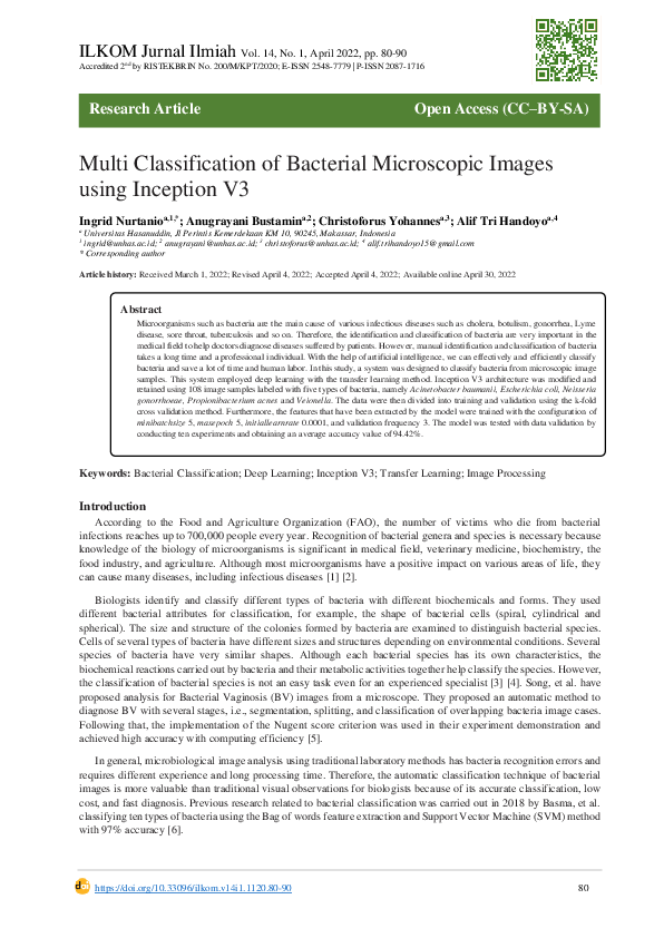 (PDF) Multi Classification of Bacterial Microscopic Images Using ...
