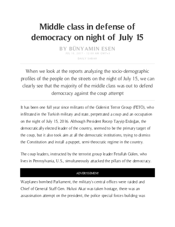 (PDF) Middle class in defense of democracy on night of July 15