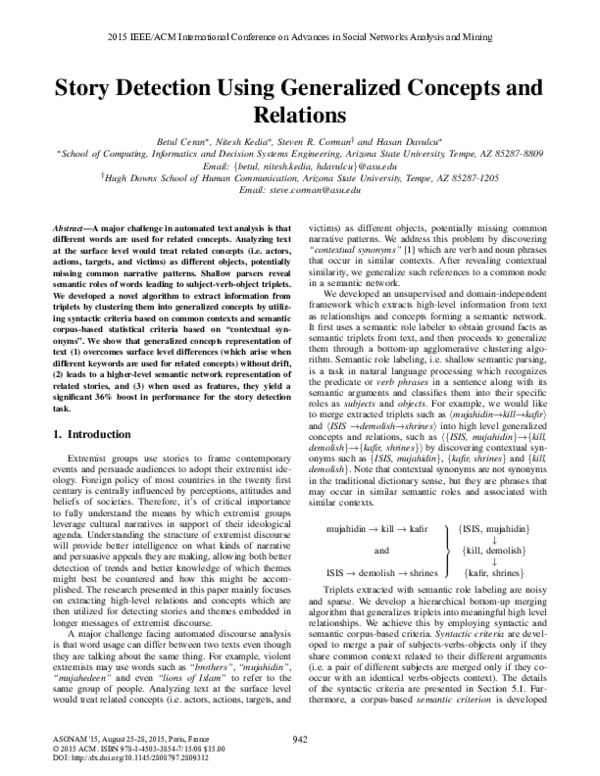 (PDF) Story Detection Using Generalized Concepts and Relations
