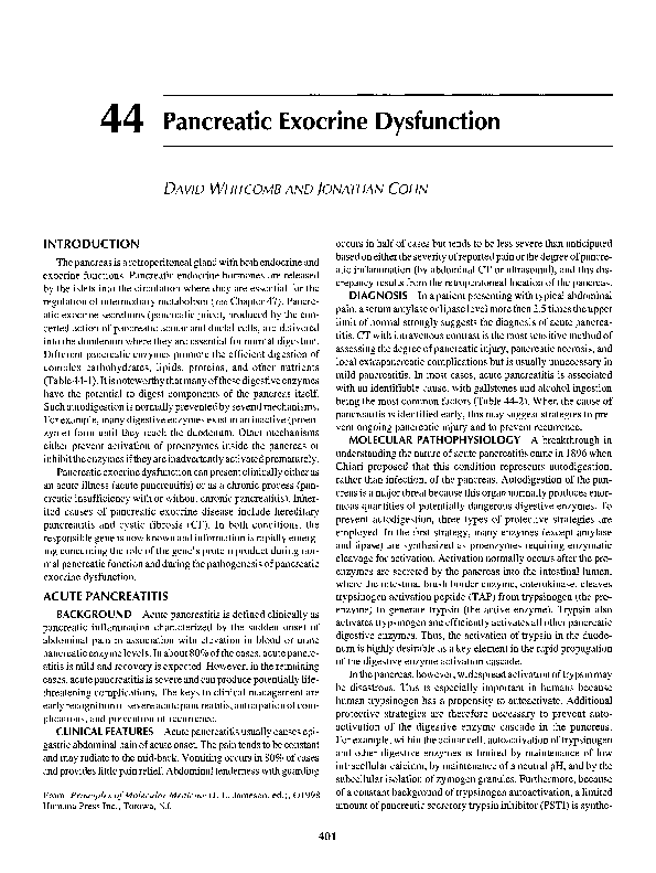 (PDF) Pancreatic Exocrine Dysfunction