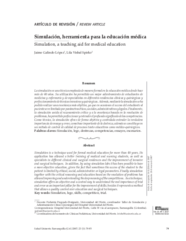 (PDF) Simulation, a teaching aid for medical education